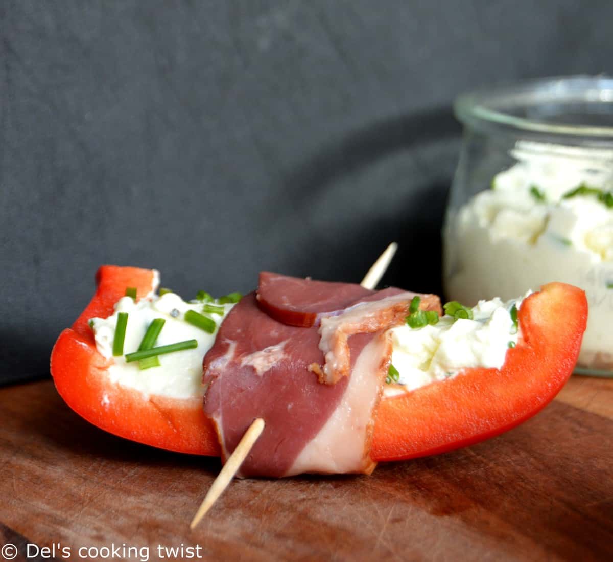 Grilled Pepper Tapas wrapped with Smoked Duck Breasts - Del's cooking twist