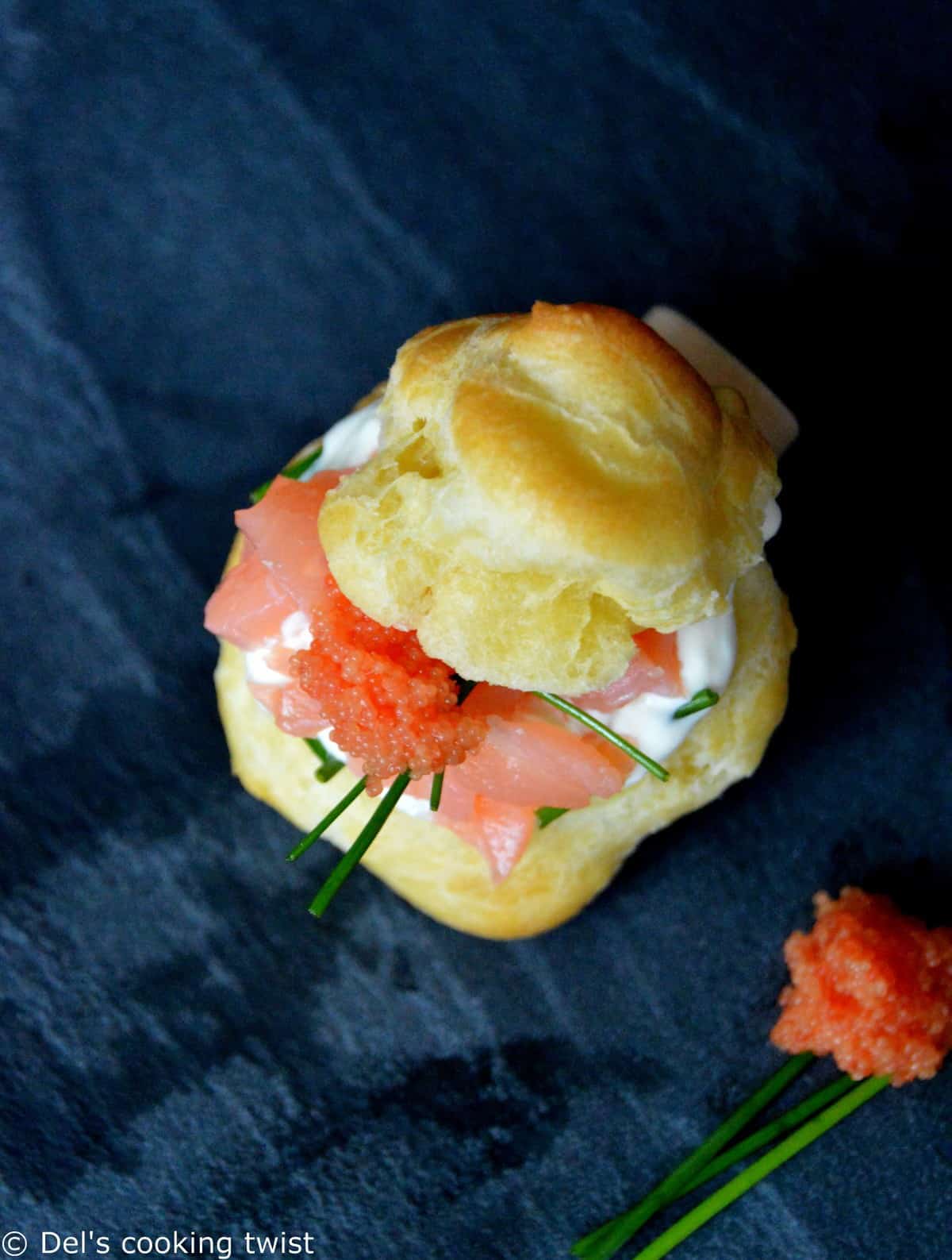 Smoked Salmon Choux Puff with Horseradish Cream - Del's cooking twist