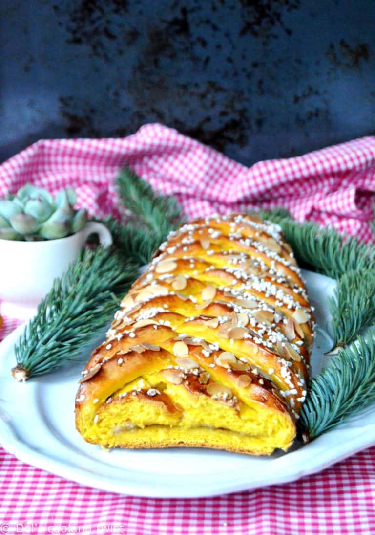 Swedish Saffron Braided Bread with Vanilla Cream - Del's cooking twist