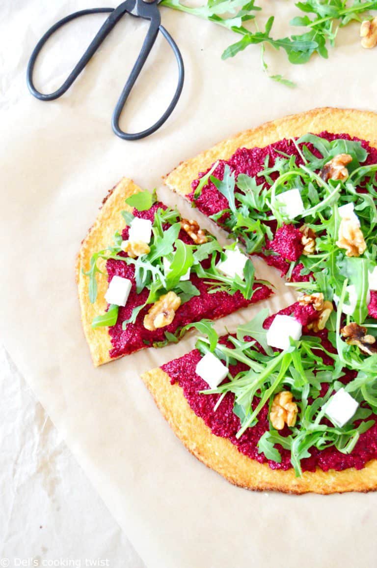 Veggie Beet Pizza with a Cauliflower Crust (Gluten free) - Del's ...