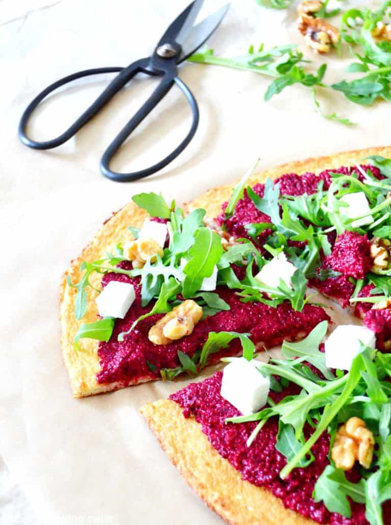 Veggie Beet Pizza with a Cauliflower Crust (Gluten free) - Del's ...