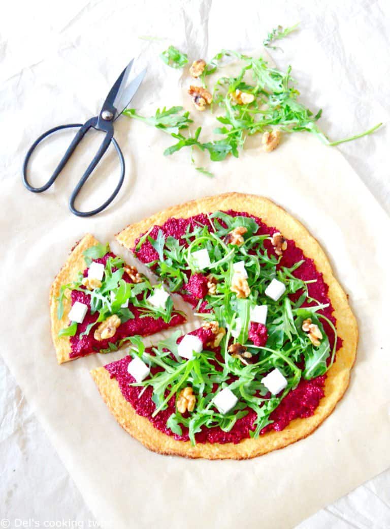 Veggie Beet Pizza with a Cauliflower Crust (Gluten free) - Del's ...