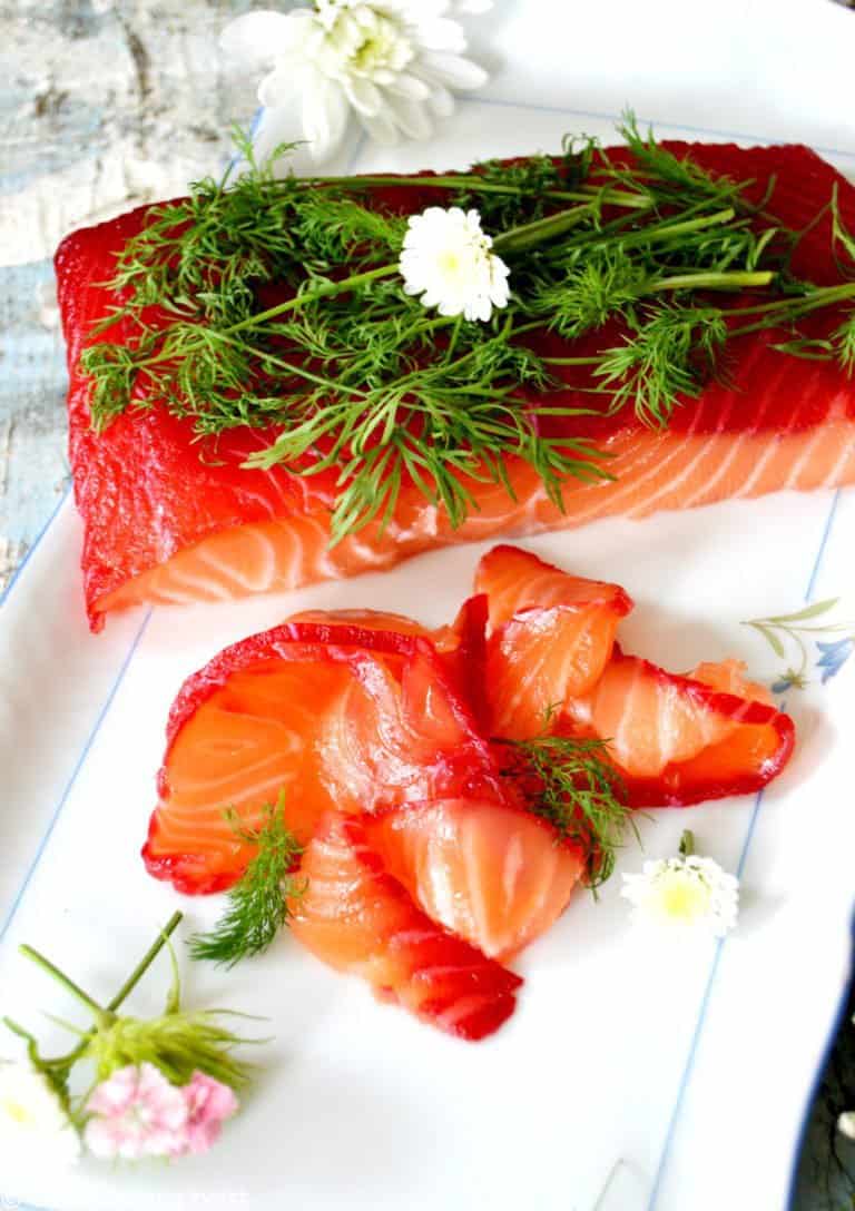 Beet-Cured Salmon Gravlax with Horseradish - Del's cooking twist
