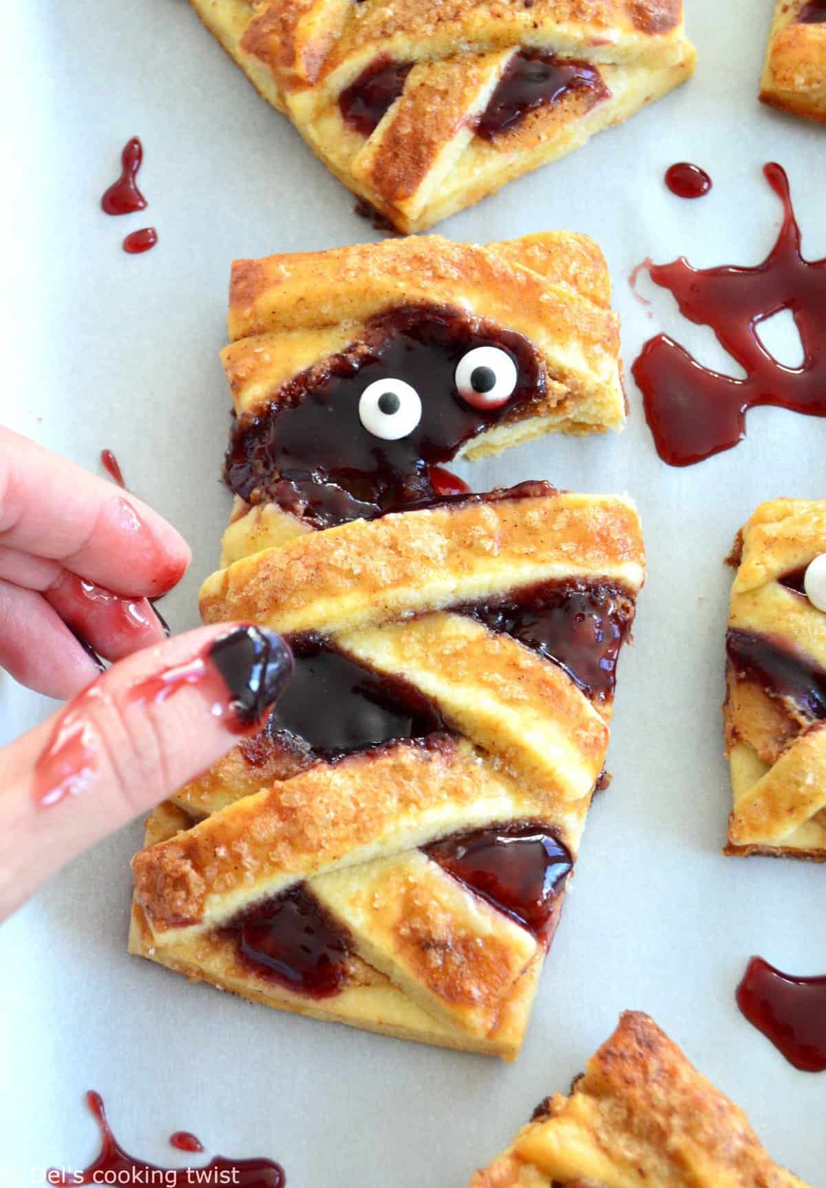 PB&J Mummy Hand Pies - Del's cooking twist