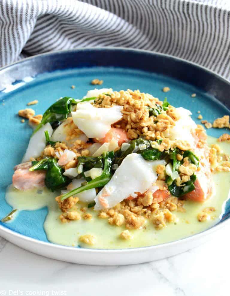 Fish Duo Crumble with a White Wine Shallot Sauce - Del's cooking twist