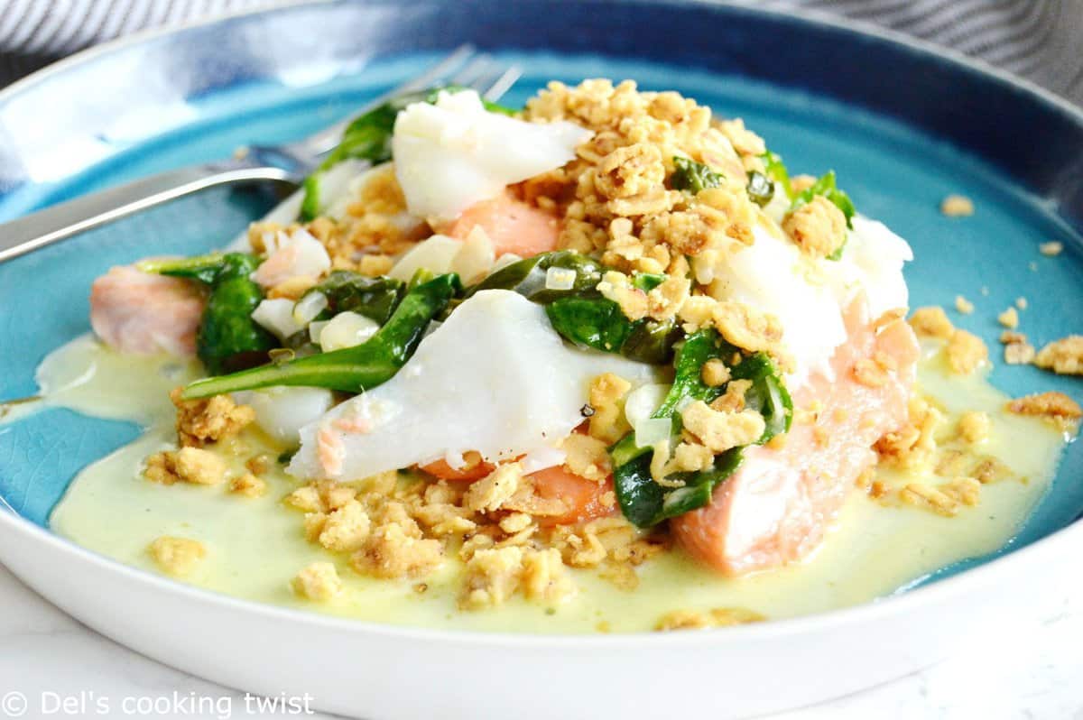 Fish Duo Crumble with a White Wine Shallot Sauce - Del's cooking twist