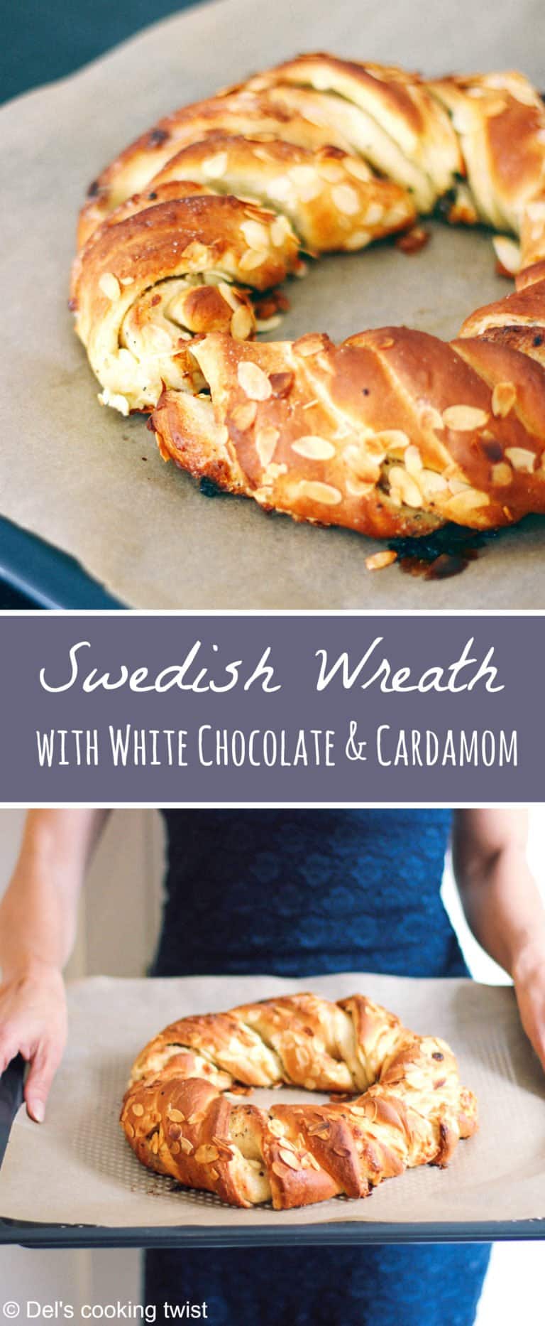 Swedish White Chocolate & Cardamom Wreath - Del's cooking twist