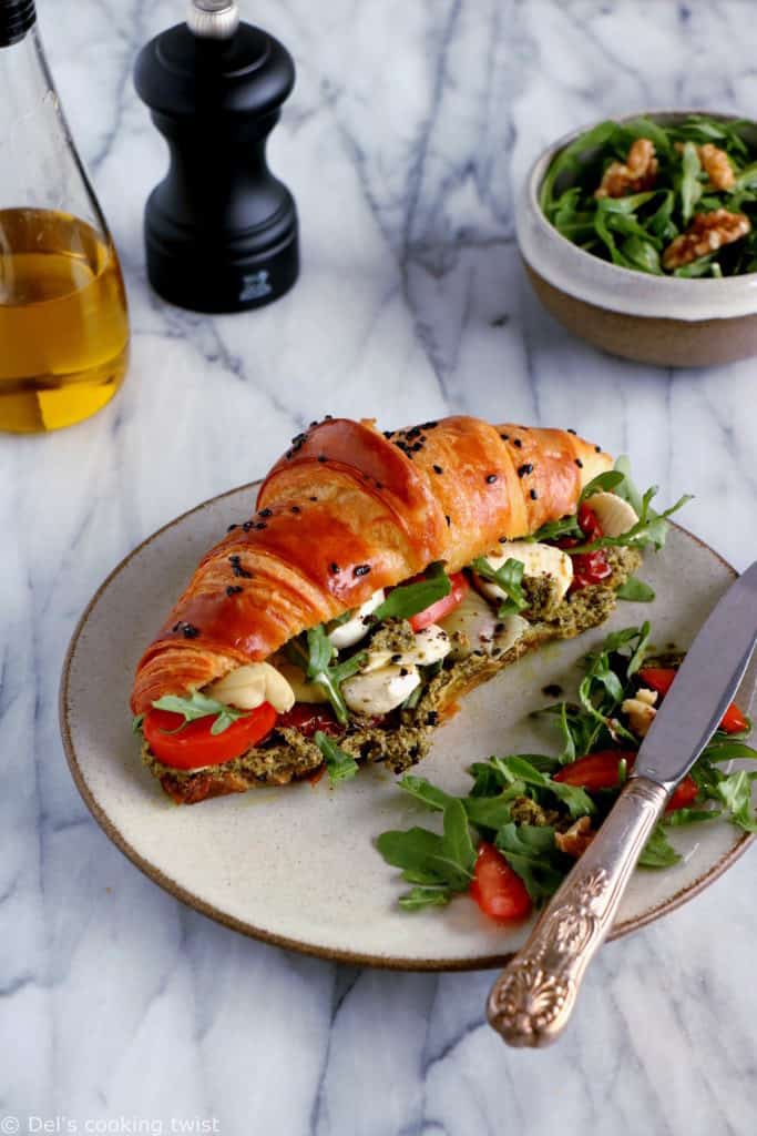 Caprese Croissant Breakfast Sandwich - Del's cooking twist