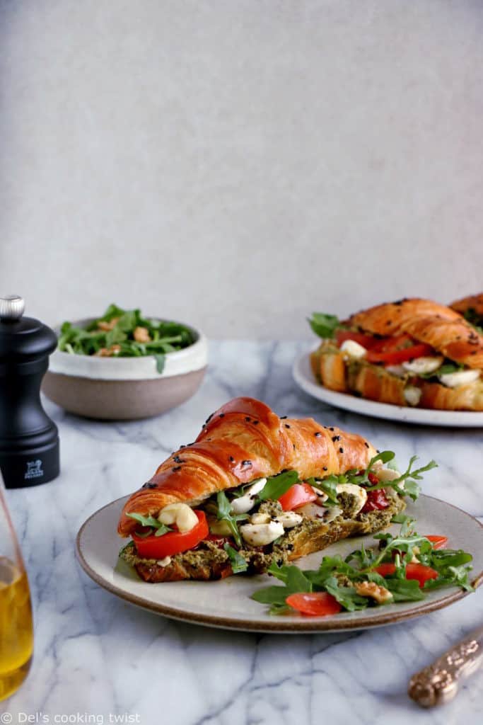 Caprese Croissant Breakfast Sandwich - Del's cooking twist