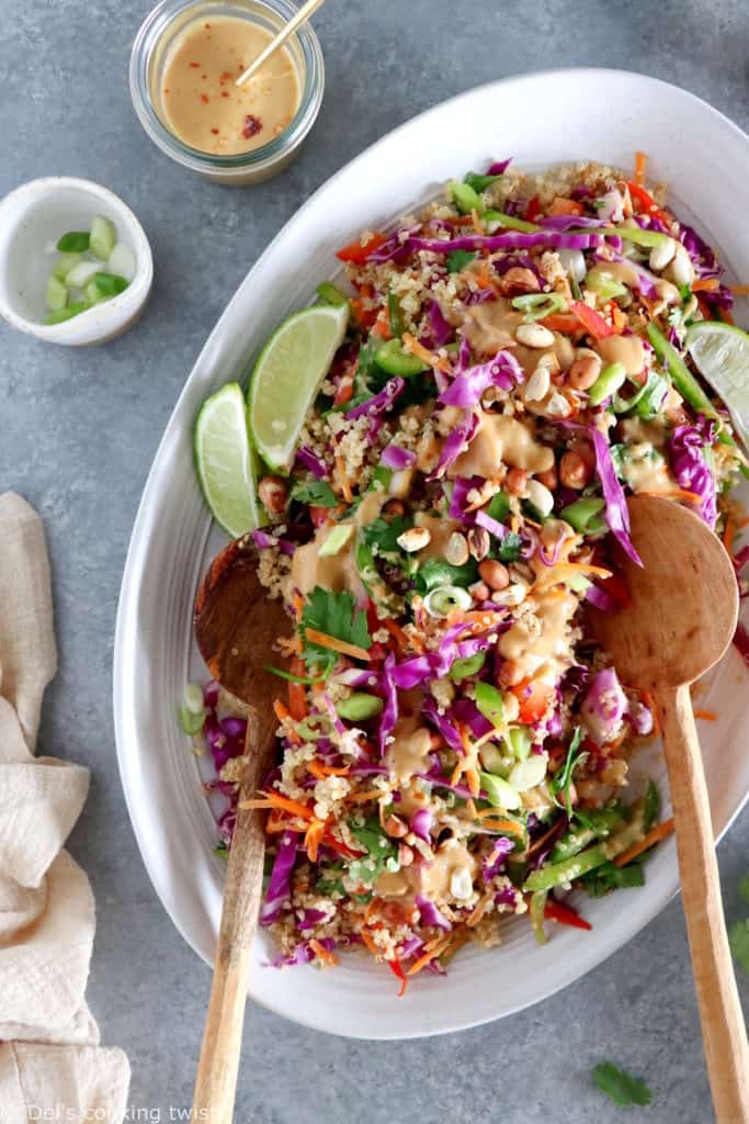 Thai quinoa salad with a ginger peanut butter dressing - Del's cooking ...