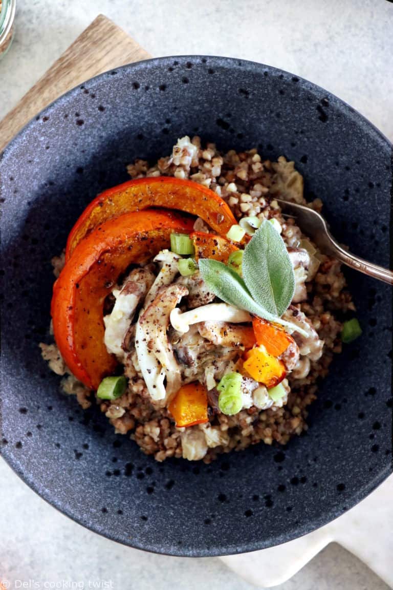 Wild Mushroom & Roasted Squash Buckwheat Risotto - Del's cooking twist