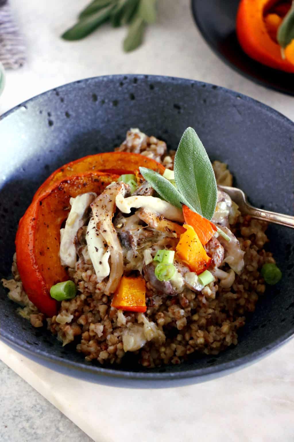Wild Mushroom & Roasted Squash Buckwheat Risotto - Del's cooking twist