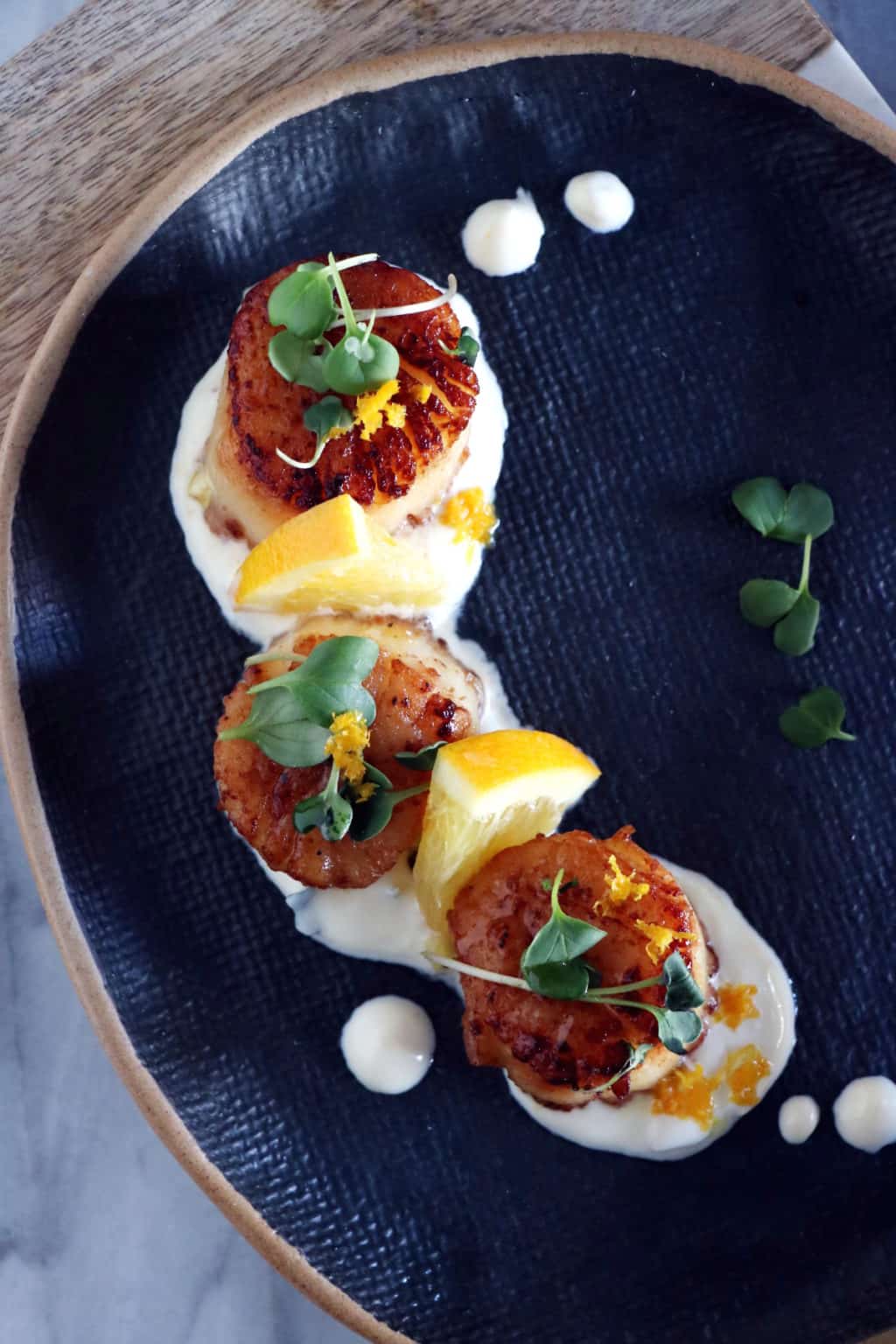 Pan-Seared Scallops with Orange Ginger Sauce - Del's cooking twist