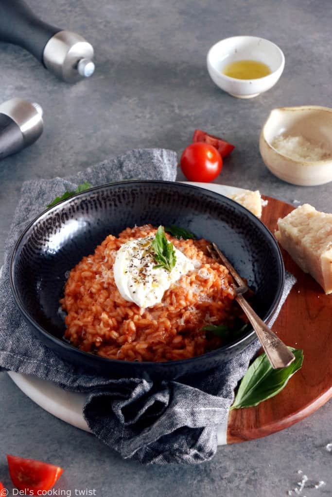 Spicy Tomato Risotto with Burrata Cheese - Del's cooking twist