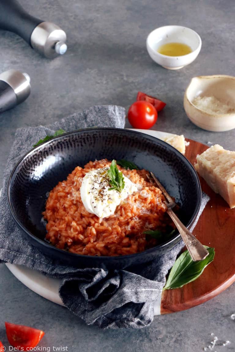 Spicy Tomato Risotto with Burrata Cheese - Del's cooking twist