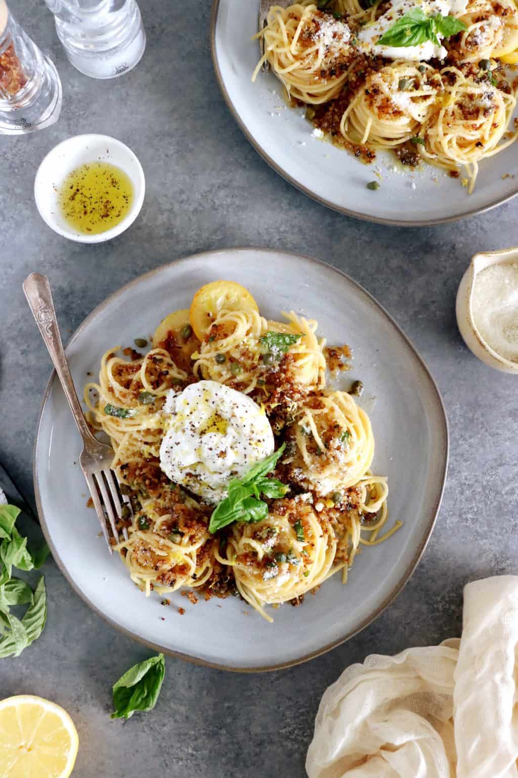 Lemon Butter Pasta with Burrata Cheese - Del's cooking twist