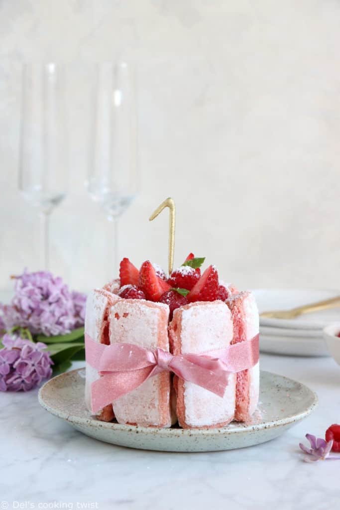 White Chocolate Strawberry Charlotte Cake - Del's cooking twist