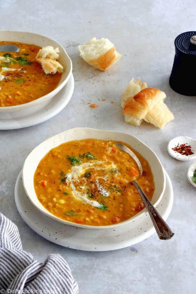 Curried Red Lentil and Split Pea Soup - Del's cooking twist