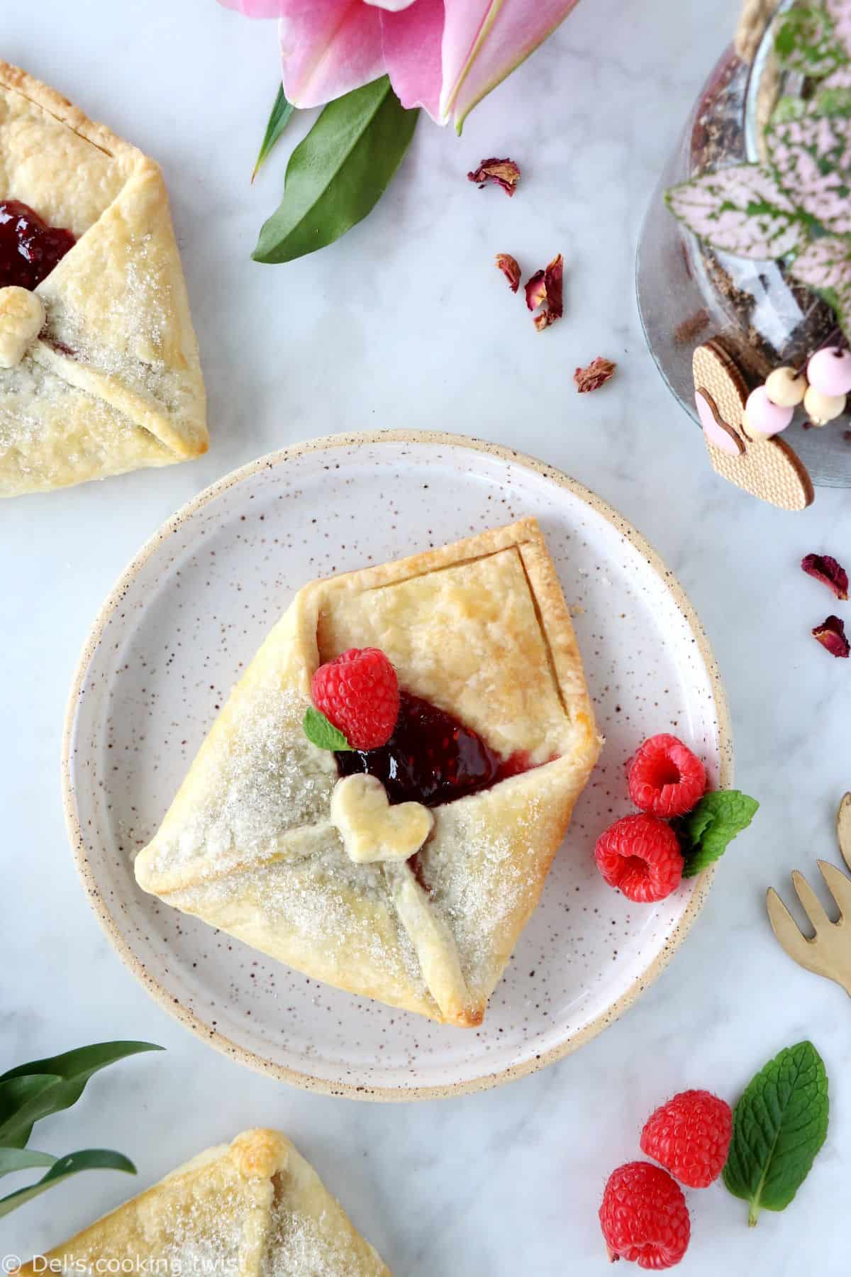 Raspberry Pie Pastry Envelopes - Del's cooking twist