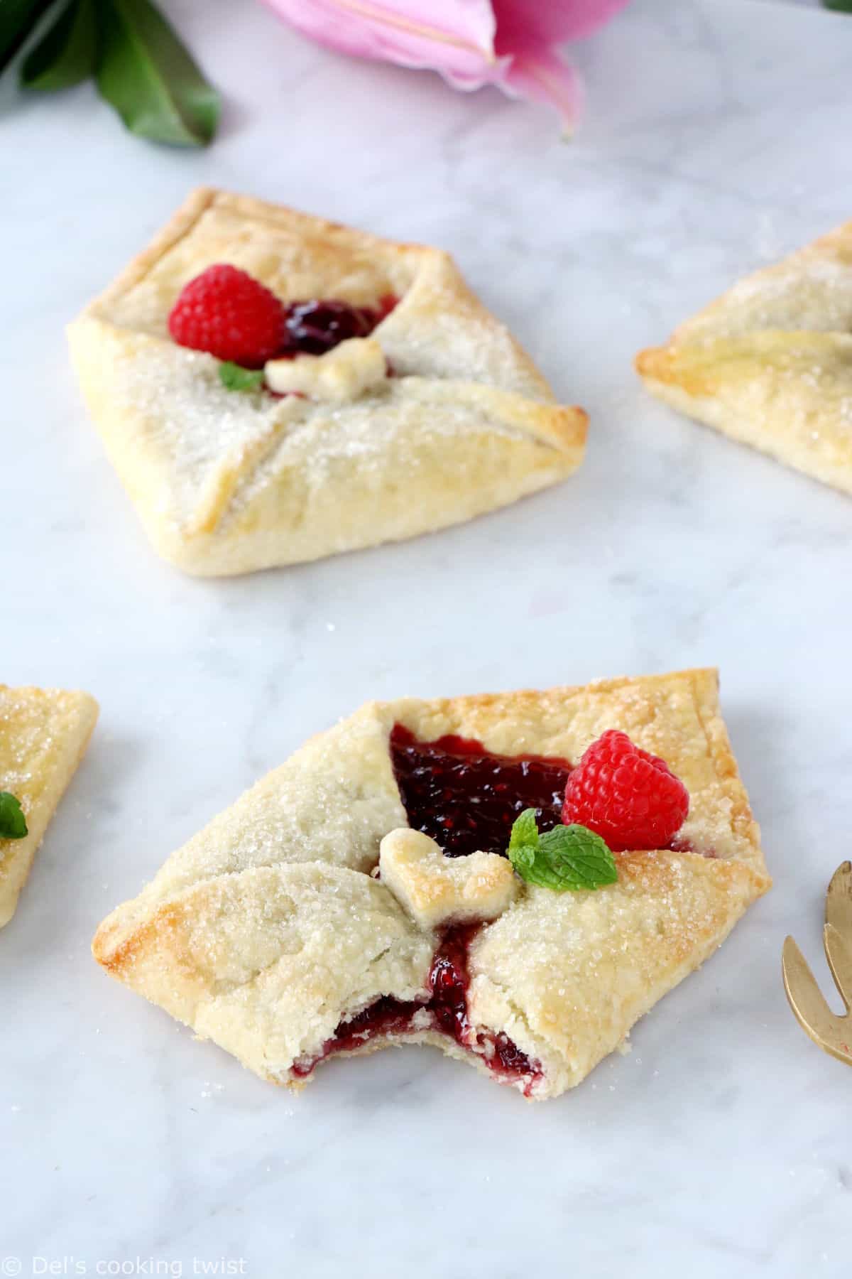 Raspberry Pie Pastry Envelopes - Del's cooking twist