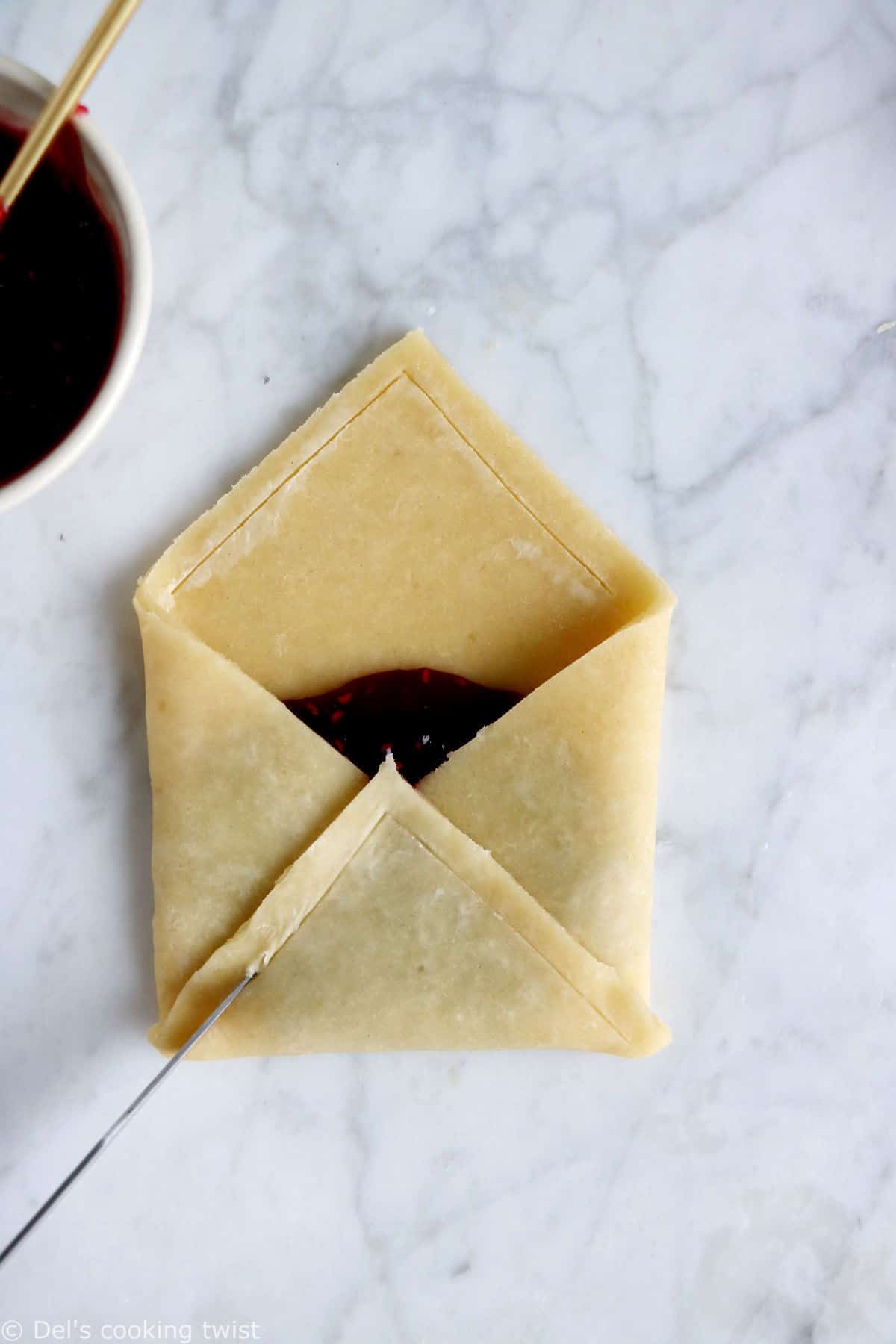 Raspberry Pie Pastry Envelopes - Del's cooking twist