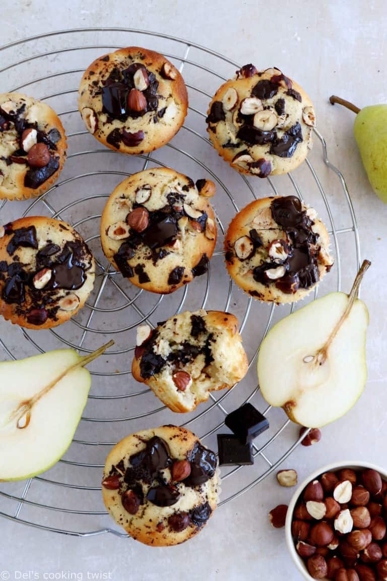 Hazelnut Pear Chocolate Chip Muffins - Del's cooking twist