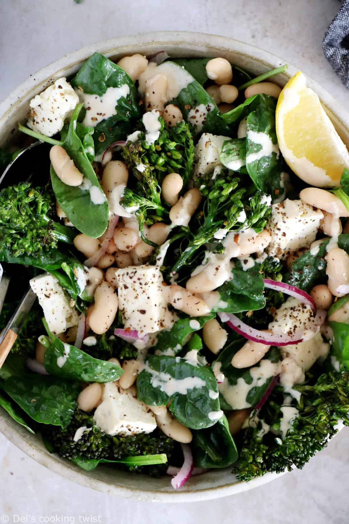 Roasted Broccoli and White Bean Salad - Del's cooking twist