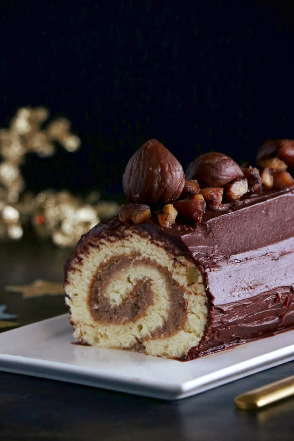 Chocolate and Chestnut Yule Log - Del's cooking twist
