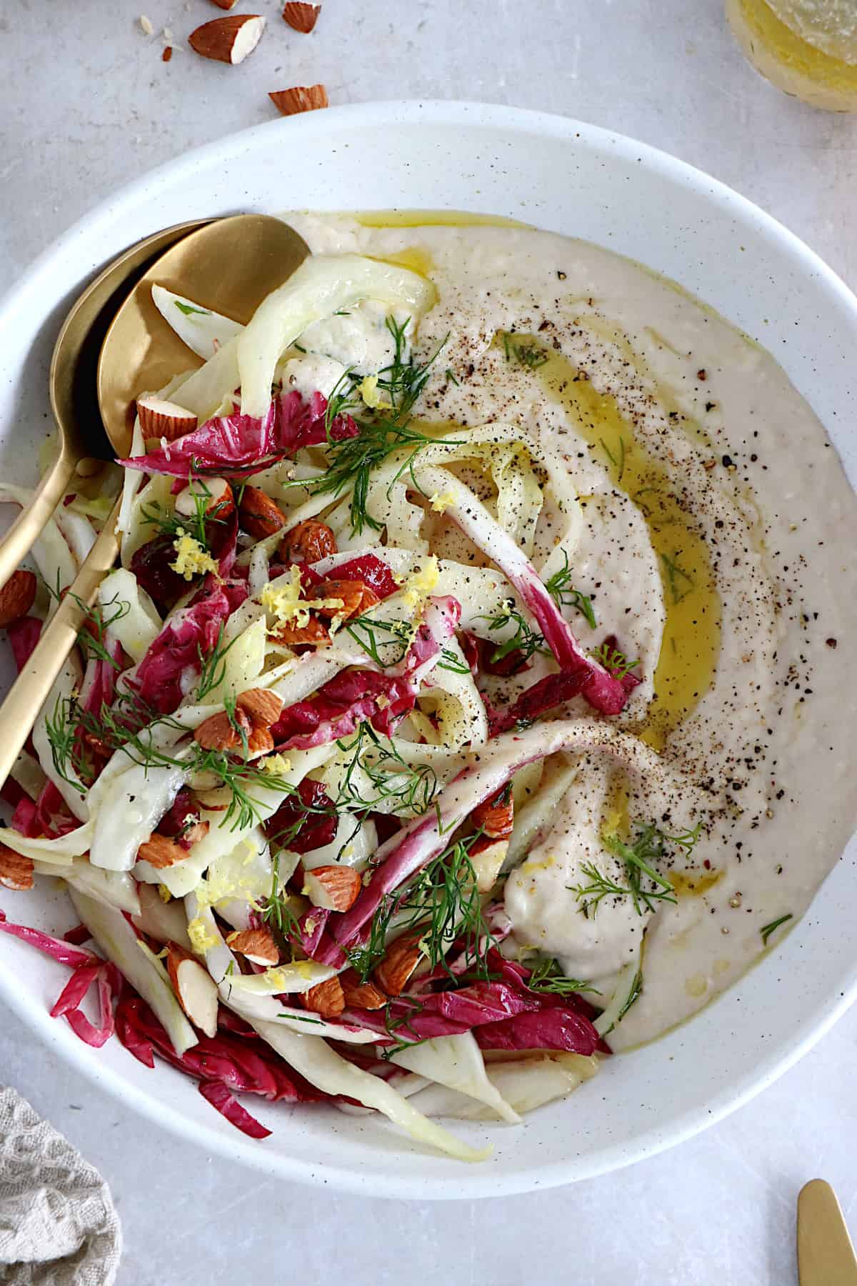 Radicchio Cabbage Salad with White Bean Hummus - Del's cooking twist