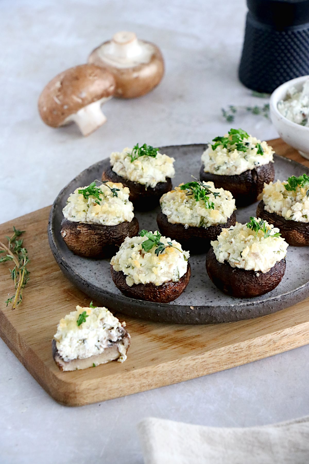 Goat Cheese Stuffed Mushrooms - Del's cooking twist