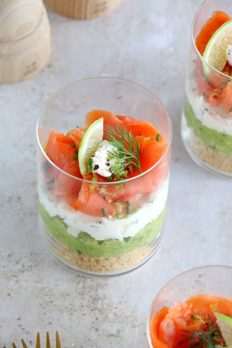 Smoked Salmon Avocado Cheesecake Verrines - Del's cooking twist