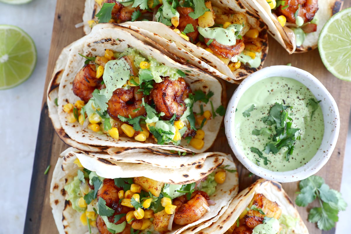 Tacos aux crevettes et salsa d'ananas - Del's cooking twist