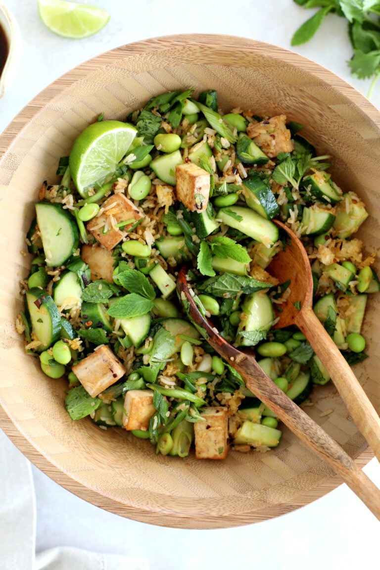 Salade de riz croustillant au tofu (crispy rice salad) - Del's cooking ...